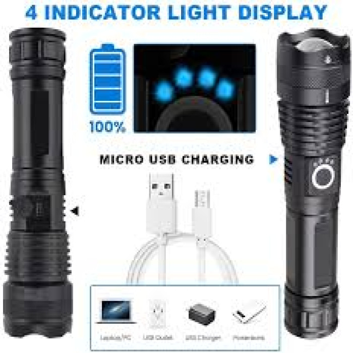 SuperSavers BD - Rechargeable Zoom LED Flashlight USB Torch Light ...